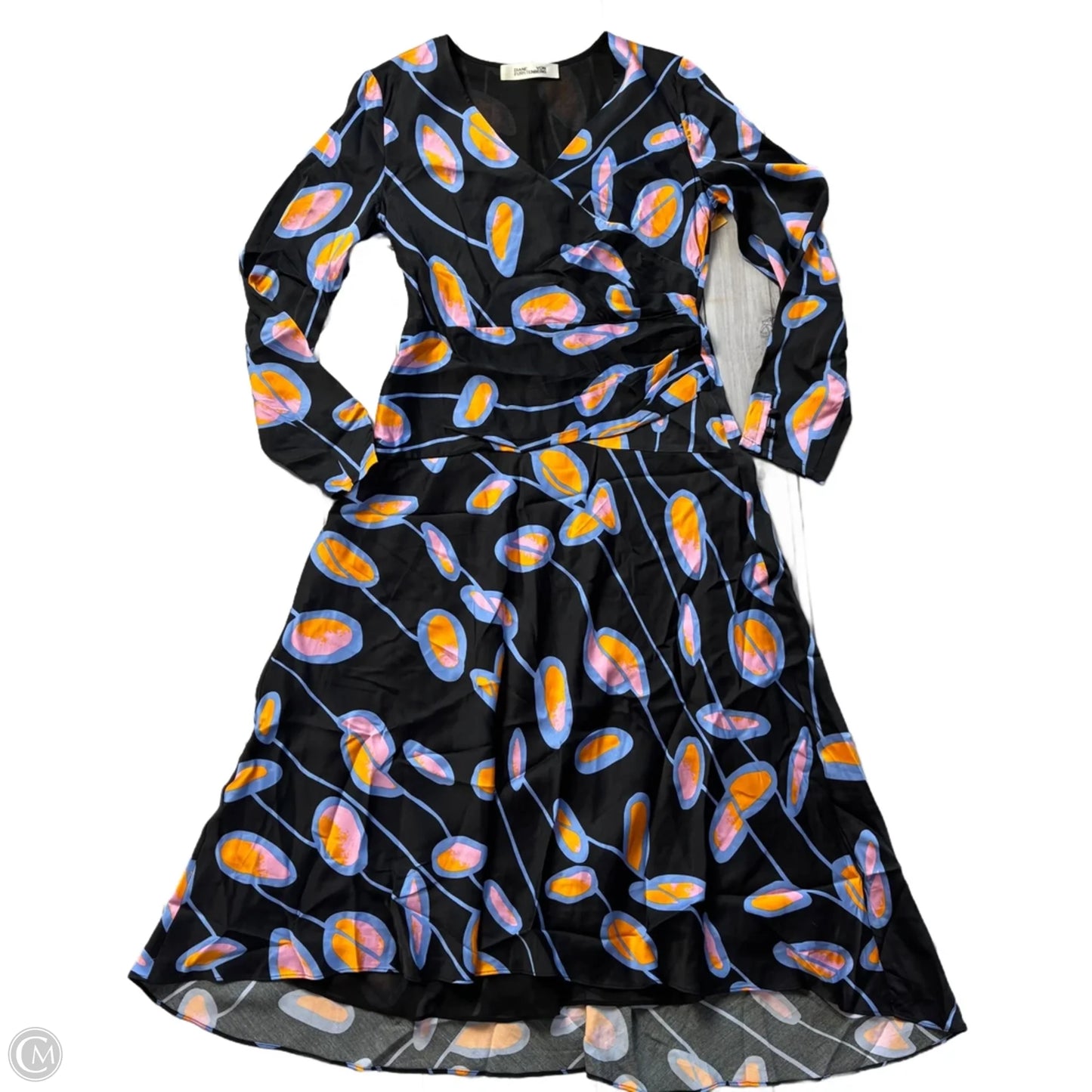 Dress Designer By Diane Von Furstenberg In Black & Blue, Size: L ...
